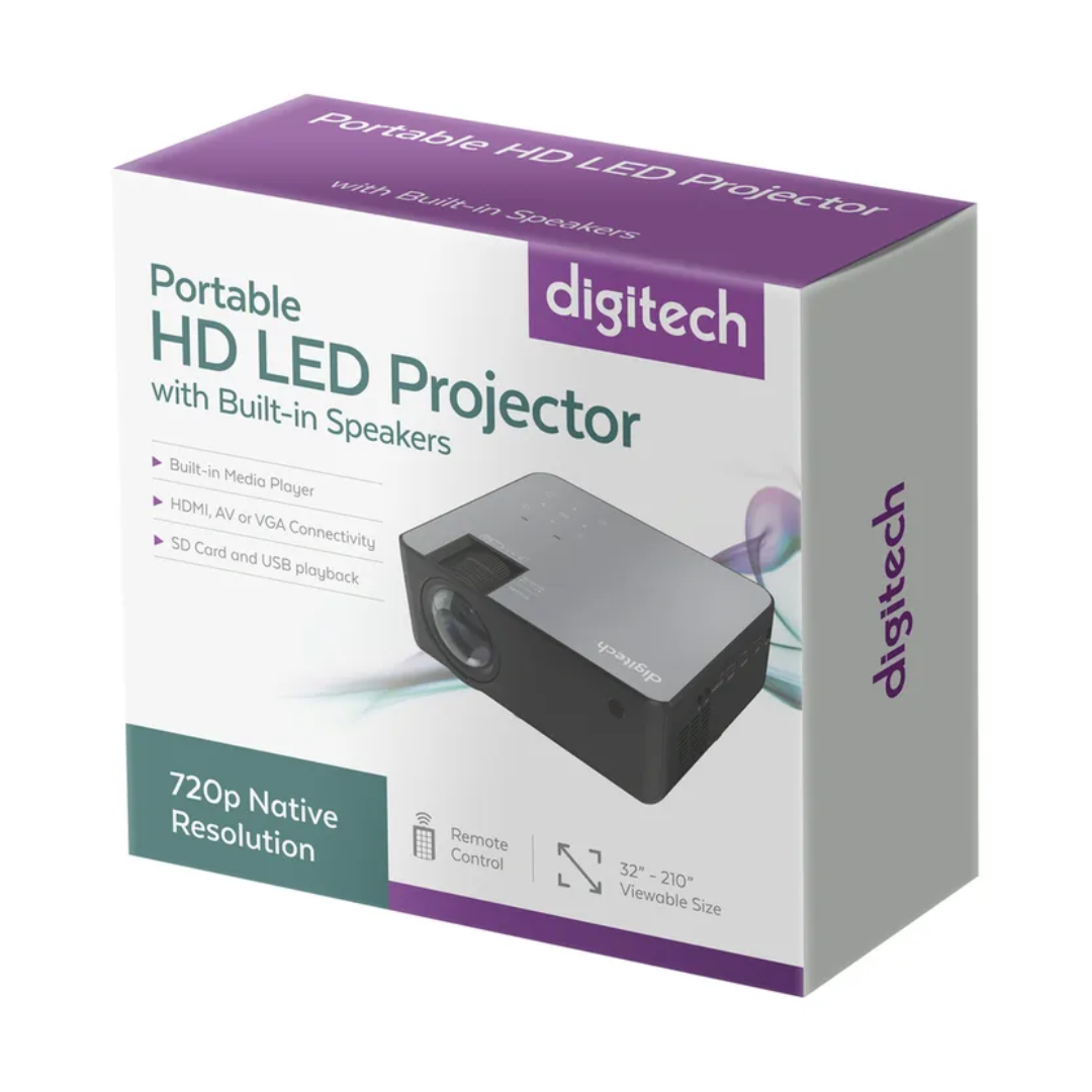 Electus Distribution Digitech HD Projector with HDMI USB and VGA Inputs and Built-in Speakers ...