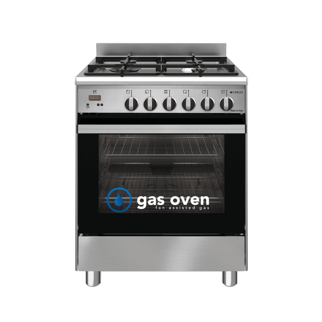 Emilia 60cm Stainless Steel Upright Cooker with Fan Assisted Oven ...