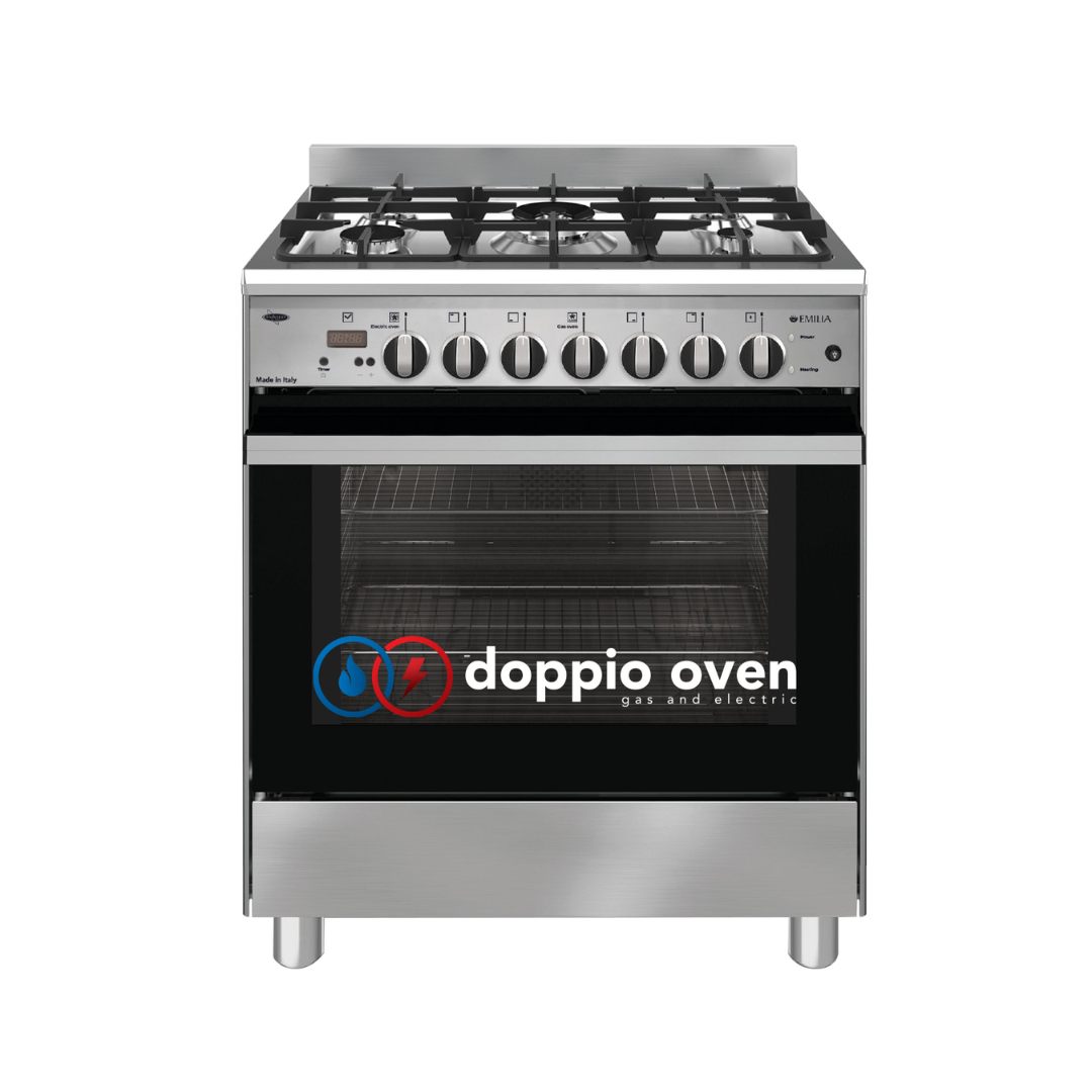 Emilia 70cm Stainless Steel Bi-Energy Upright Cooker with Doppio Oven ...
