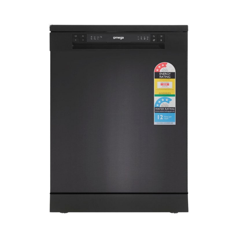 Omega Appliances 60cm Freestanding Dishwasher Black Stainless Steel ...