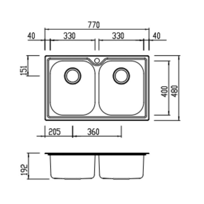 Oliveri Diaz Double Bowl Top Mount Sink DZ1631TH – Bi-Rite Home Appliances