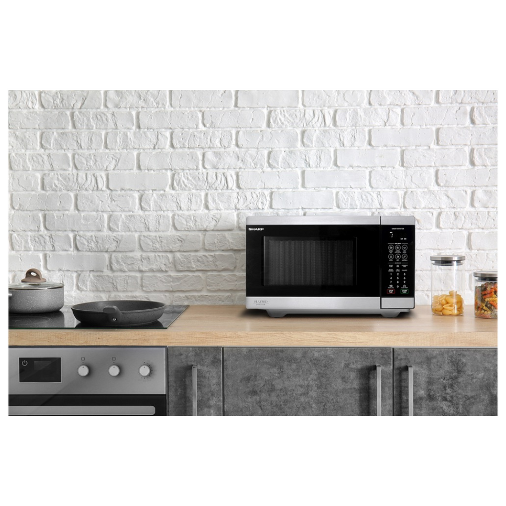 Sharp 26L 900W Flatbed Inverter Microwave Stainless Steel SM267FHST ...