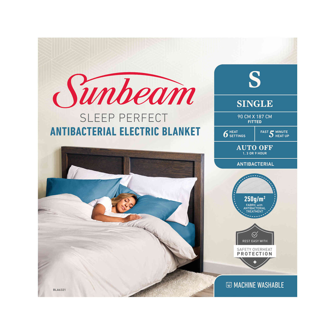 Sunbeam Sleep Perfect Antibacterial Electric Blanket - Single BLA6321 ...